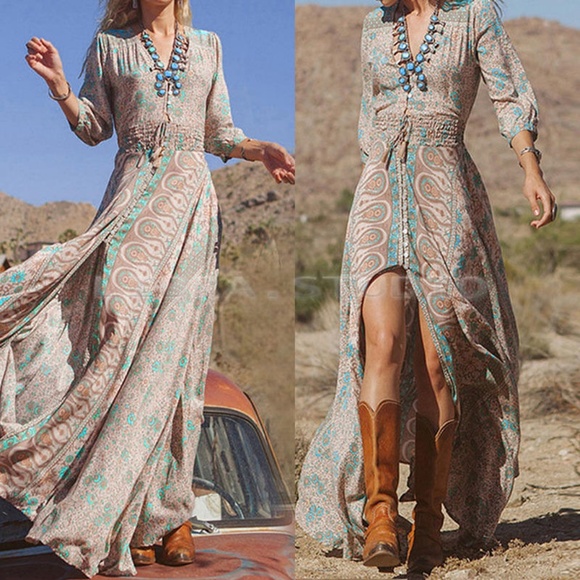 Dresses | Gorgeous Boho Button Front Maxi | Poshmark